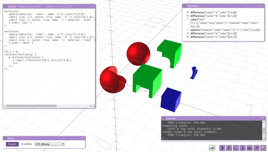 CAD: CSG Operation exclusive() | XYZ dims